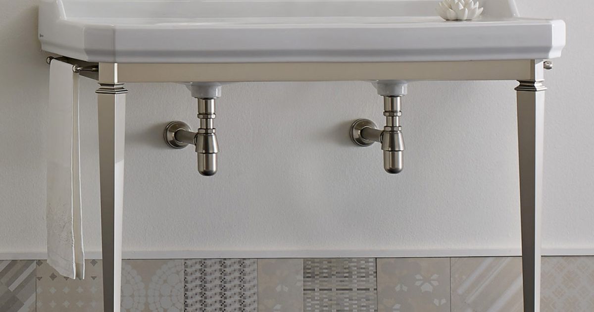 Vintage Keramik Doppelwanne Badezimmer Konsole Made in Italy