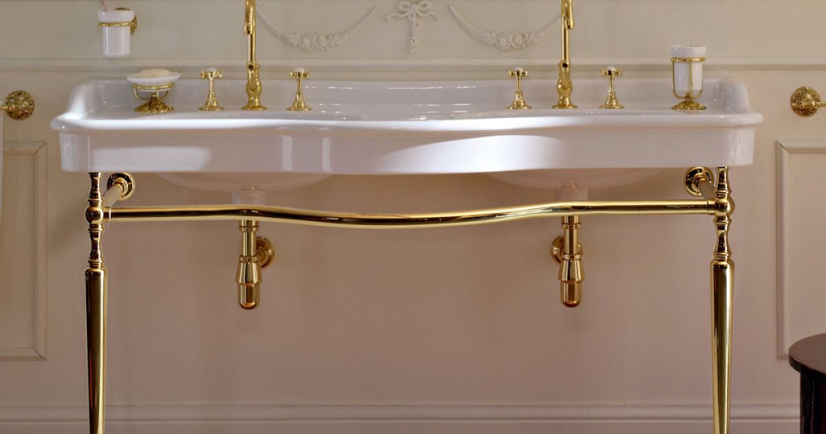 Vintage Keramik Doppelwanne Badezimmer Konsole Made in Italy