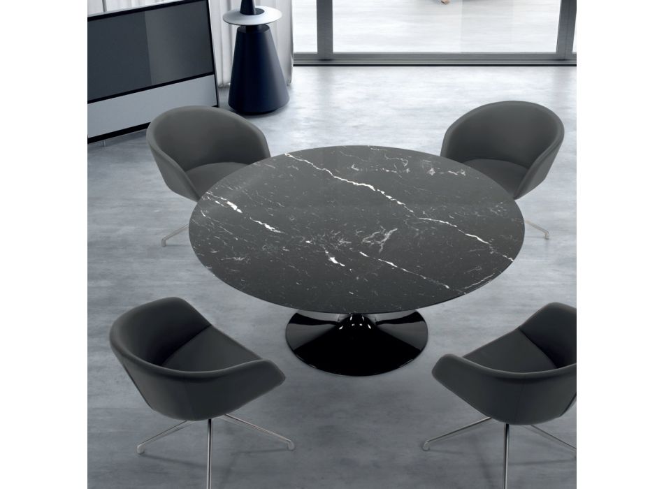 Runder Tisch aus Marquinia-Marmor Made in Italy